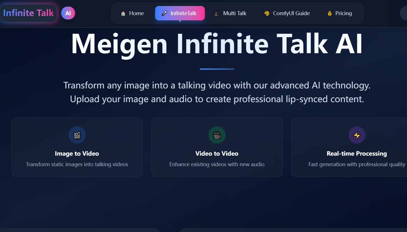 Meigen Infinite Talk AI - Create Infinite Talking Videos